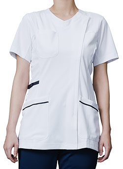 スクラブジャケット半袖[女性用](B4-981) | 株式会社サンアロー(KAZEN) | クリニックユニフォーム